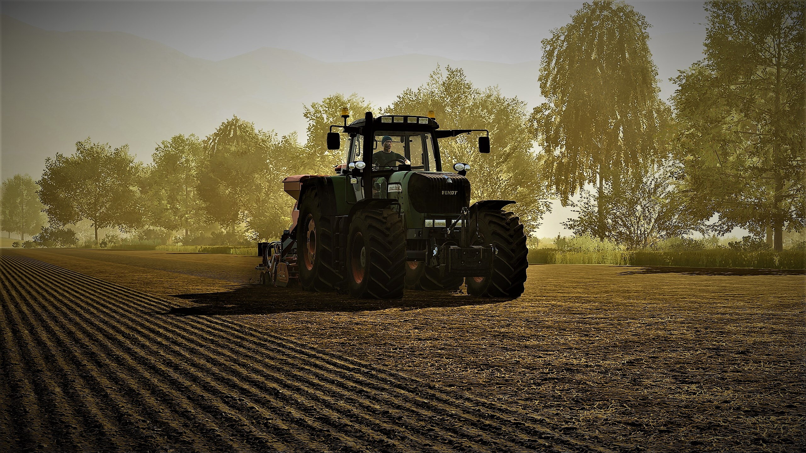 Galgenberg am frühen morgen mit dem 926 am Gerste drillen - Modding Welt